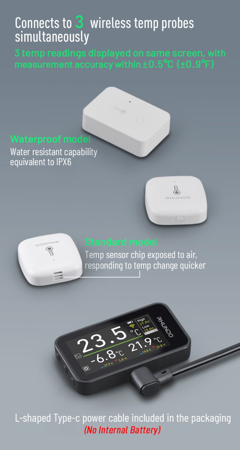 High-precision Indoor & Outdoor Wireless Digital Thermometer with IPS ...